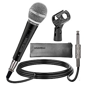 5 CORE Professional Dynamic Vocal Microphone Neodymium Cardioid Unidirectional Handheld Mic for Speakers, Karaoke W/Steel Mesh Grille, Metal Body ON/Off Switch w/16ft Detachable Cable+ Clip+ Bag