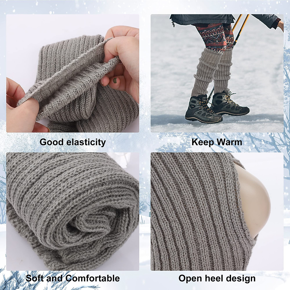 peony man 4 Pairs Women Stirrup Leg Warmers Winter Knitted Leg Warmers Ribbed Stretchy Ankle Leg Warmers for Woman Girls Dance Yoga Ballet Sports Workout