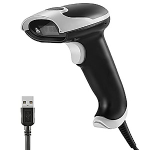 QR USB Barcode Scanner Wired Handheld Bar Code Scanner Reader JRHC Handheld USB Barcode Scanner Wired Automatic 2D 1D Bar Code Reader Plug and Play for Supermarket, Convenience Store, Warehouse…