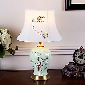 GaRcan Large Oriental Ceramics Table Lamp Creative Handmade Painting Table Lamps China Antique Vase Bedroom Desk Lamp Large Table Lamps for Living Room End Table