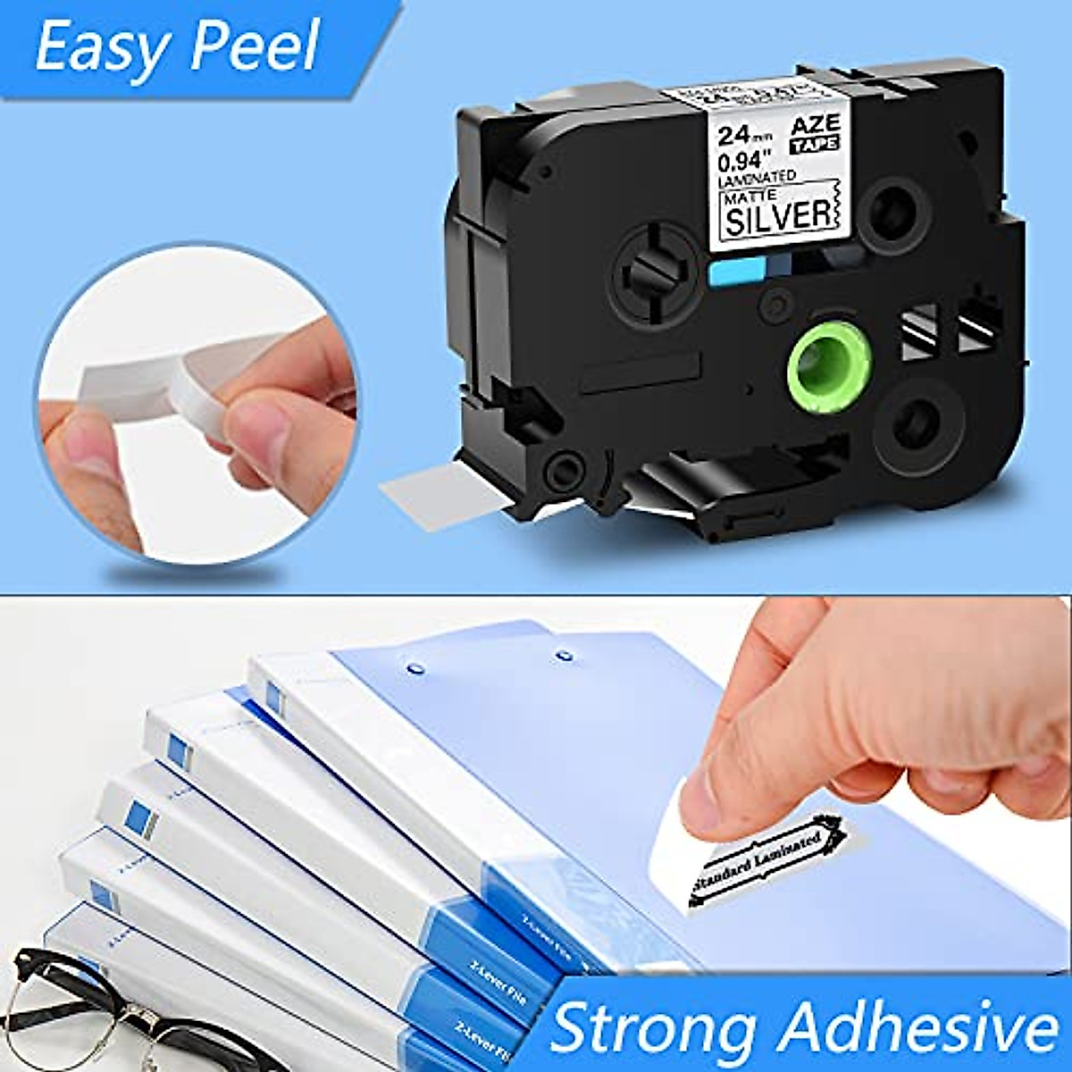 GREENCYCLE Compatible for Brother P-Touch TZ TZe M951 24mm 1" Label Cartridge Black on Matte Silver Laminated AZE Tape for PT2730 PT9600 PTD600VP PTD800W PTH500LI PTP700 PTP710BT PTP750, 3 Pack