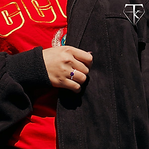 Takar Sterling Silver Heart Shaped Amethyst Ring, Purple Heart Birthstone Jewelry, Gemstone Rings For Women Made In USA