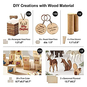 201 Pcs Engraving Material Box, DEWALLIE DIY Materials for Laser Engraver, Co2 & Diode Laser Engraving and Cutting Machine, Including Acrylic Sheet, Slate Coaster, Dog Tag, Metal Business Card