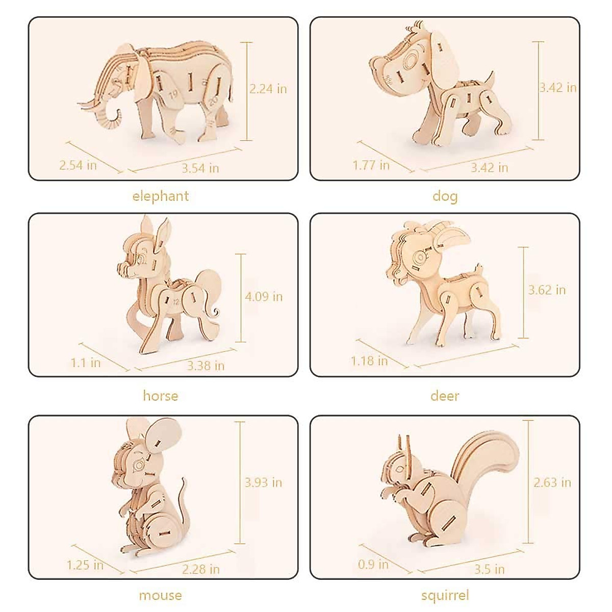 3D Wooden Animal Puzzle Model Kit Toys for Kids Puzzle Build 3D Puzzles Educational Crafts Building Engineering DIY STEAM STEM Learning