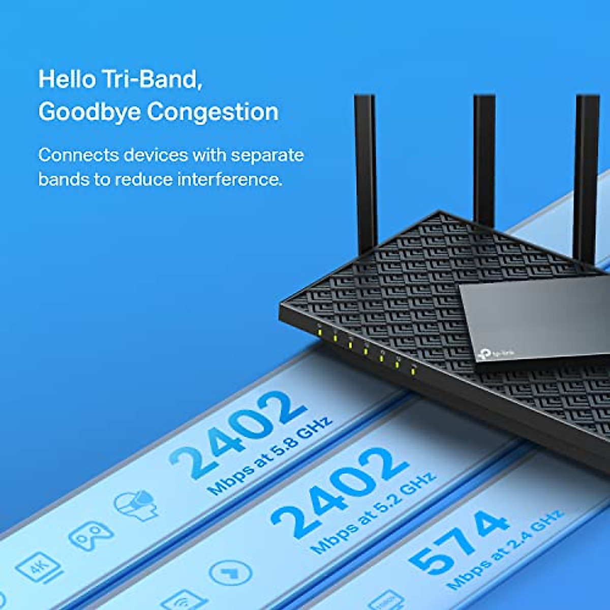 TP-Link AX5400 Tri-Band WiFi 6 Router (Archer AX75)- Gigabit Wireless Internet Router, ax Router for Streaming and Gaming, VPN Router, OneMesh, WPA3 (Renewed)