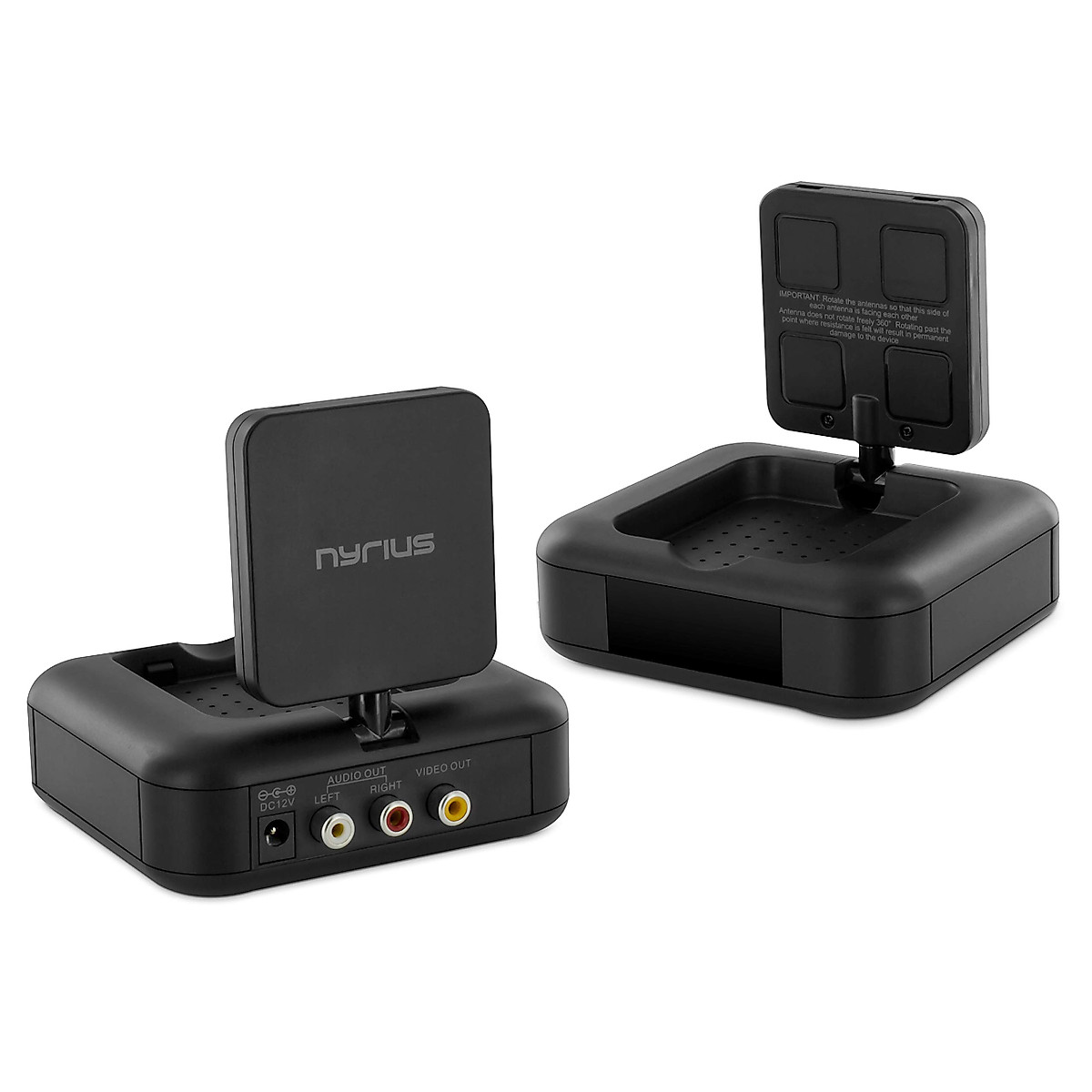 Nyrius 5.8GHz 4 Channel Wireless Video & Audio Transmitter & Receiver with IR Remote Extender for Streaming Cable, Satellite, DVD to TV Wirelessly (NY-GS10) for RCA Cable - Not Compatible with HDMI