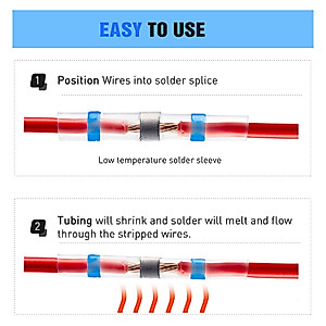 Nilight - 50025R 50pcs Solder Seal Wire Connector, Solder Seal Heat Shrink Butt Connectors,Electrical Waterproof Insulated Marine Automotive Copper(23Red 12Blue 10White 5Yellow),2 Years Warranty