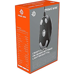 SteelSeries Esports Mini FPS Gaming Mouse Ultra Light 61g – Prime Mini Edition – 5 Programmable Buttons – 18K CPI TrueMove Pro Sensor – Magnetic Optical Switches - Customizable - RGB Lighting – PC/Mac