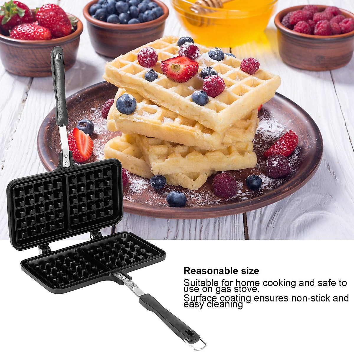 Waffle Pan Baking,Portable Non-stick Waffle Maker Egg Waffle Breakfast Maker,Non-stick Belgian Waffle Maker Household Kitchenware