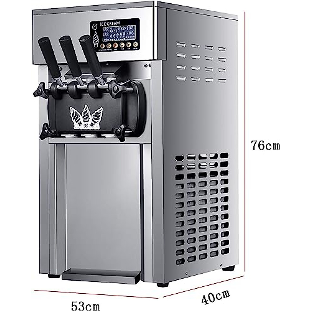 1200W Commercial Soft Serve Ice Cream Maker, 16~18L/H Slushy Ice Cream Machine Professional with LED Display - 3 Tastes, CE/FCC/CCC