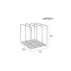 mDesign Metal Wire Organizer Rack for Kitchen Cabinet, Pantry, Shelves - Organizer Holder, 3 Slots for Skillets, Frying Pans, Lids, Cutting Boards, Vertical or Horizontal Placement, 2 Pack - Chrome
