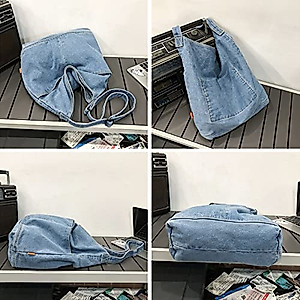 TRIYO Tote Bag for Women Denim Shoulder Bag For Teen Girls Casual Hobo Handbags Fashion Canvas BagsLarge Capacity Crossbody Bags Navy Blue