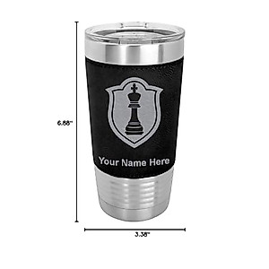 LaserGram 20oz Vacuum Insulated Tumbler Mug, Chess King, Personalized Engraving Included (Faux Leather, Black)