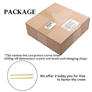 Yovic Baroque Wedding Crowns Gold Rhinestone Bridal Crown and Tiara Crystal Bride Crown Prom Costume Party Hair Accessorise for Women and Girls(F)