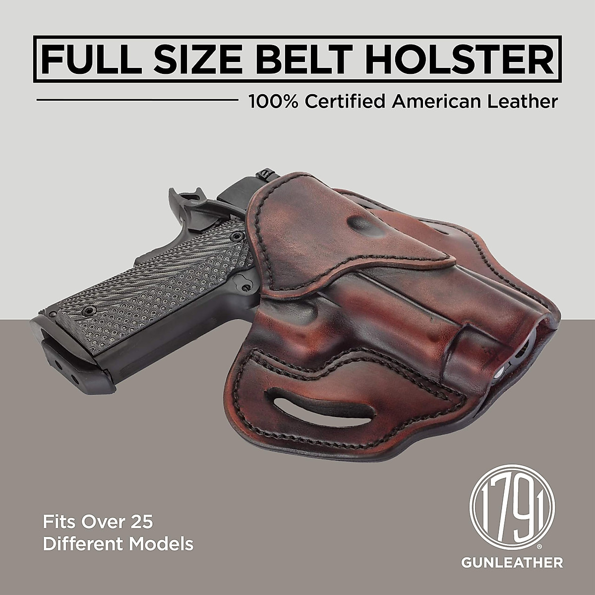 1791 GunLeather Holster for Sig Sauer P226, P220, P229 Right Hand OWB Leather Gun Holster for Belts Also fits 1911 with Rails, HK VP9, Beretta 92FS