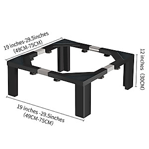 Zsytbyyds Full Size Heavy-Duty All Steel Laundry Pedestal Height 12 Inch Washing Machine Stand Universal Washer and Dryer Pedestal Adjustable Refrigerator Stand(Black)