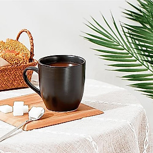 ONEMORE Coffee Mugs Set of 6, 16 oz Ceramic Mug with Handle for Tea Cocoa Milk Juice Latte Cappuccino, Large Coffee Cups for Men Women Home or Office Use Dishwasher & Microwave Safe, Black