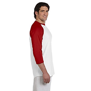 Champion Men's Raglan Baseball T-Shirt, White/Scarlet, X-Large