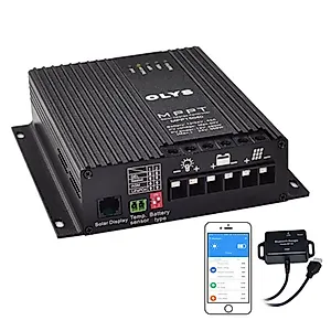 Bluetooth MPPT Solar Charge Controller for 12V/24V RVs, Boats, Cars, and More - Smart Automatic 3-Stage Charging, and Bluetooth Monitoring (40A)