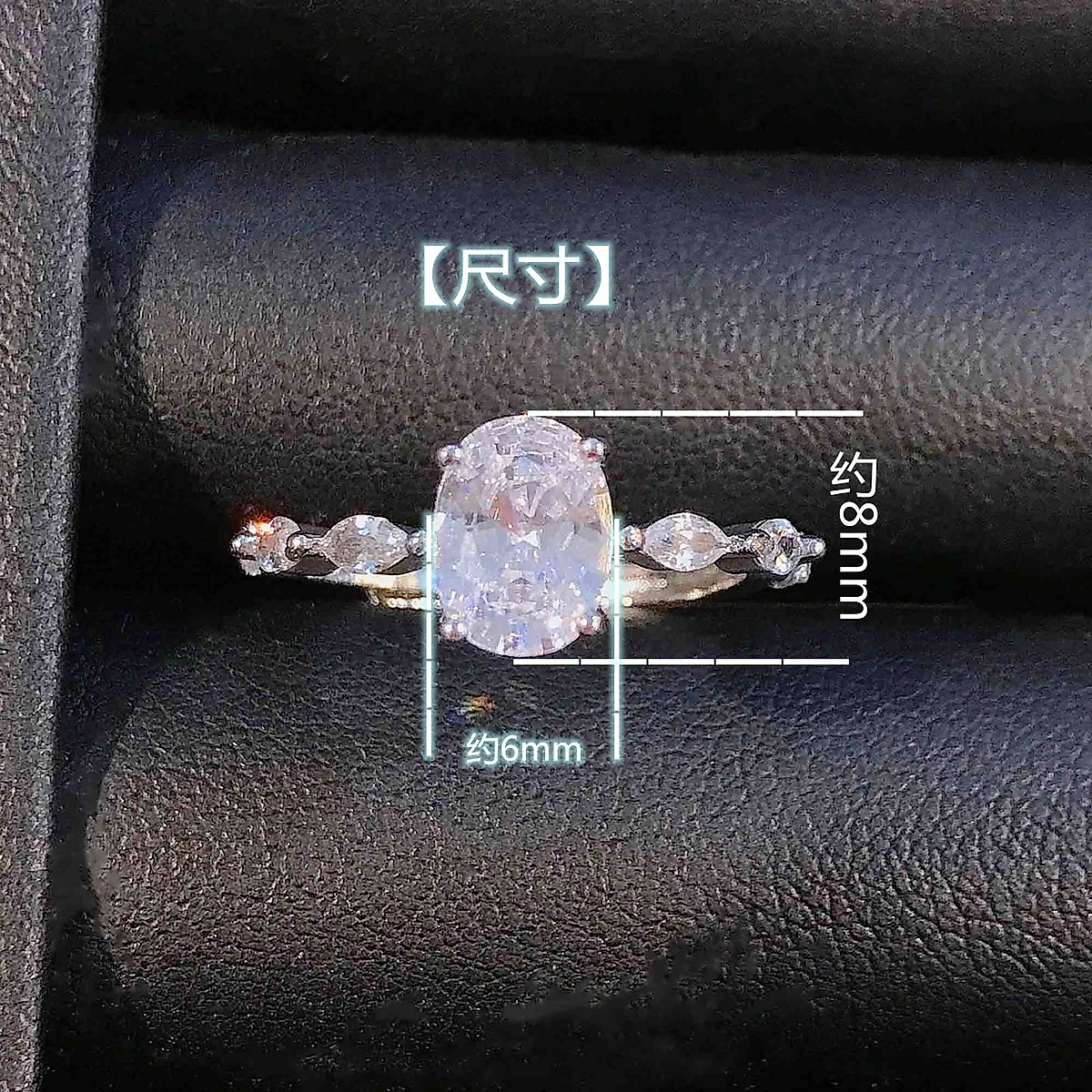 1 Carat Moissanite Ring Classic Egg-shaped horse eye ring Round Cut Solitaire Ring for Women, Engagement, Promise, Wedding (7)