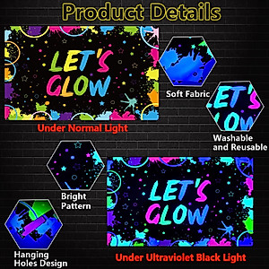 Glow Neon Birthday Backdrop - Glow in The Dark Let’s Glow Banner Backdrop Black Light Themed Party Photography Background Splatter Paint Photo Booth Backdrop, 5.9x3.9ft
