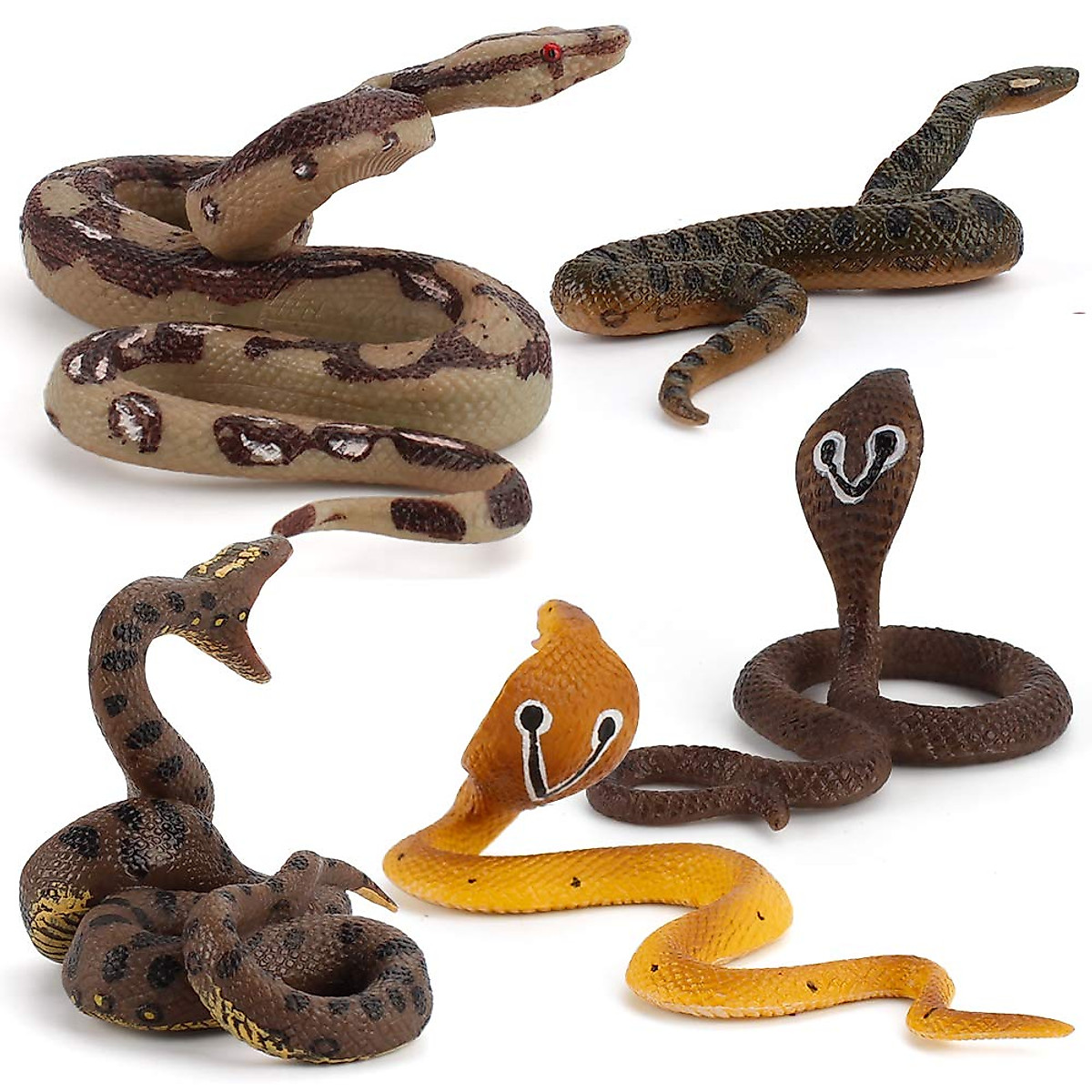Fantarea 10 PCS Realistic Wild Life Jungle Animal Action Figures Model Figurines Playset Snake Python Model Party Favors Supplies Cake Toppers Set Toys for Boys Girls Kid Toddlers