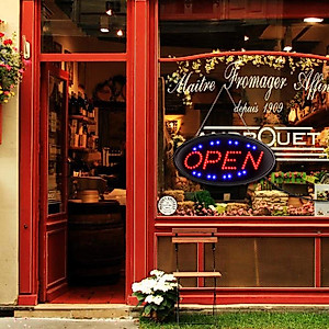 FITNATE LED Open Sign with Remote, Ultra Bright Electric Light Up Signs for Business, Timing Function, 2 Lighting Modes Flashing & Steady, Advertisement Board for Store, Bar, Hotel, Cafe (19x10 in)