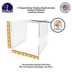 Marketing Holders 4 Pack Clear Acrylic Riser Stand 7" POP Display Retail Products Bench Plexiglass Merchandising One Piece See Through Podium Showcase Counter or Tabletop Decor Platform