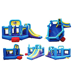 Bounceland Pop Star Inflatable Bounce House Bouncer, Large Bouncing Area with Long Slide, Climbing Wall, Basketball Hoop, UL 1HP Blower Included, 15 ft x 13 ft x 8.3 ft H, Pop Star Kids Party Theme