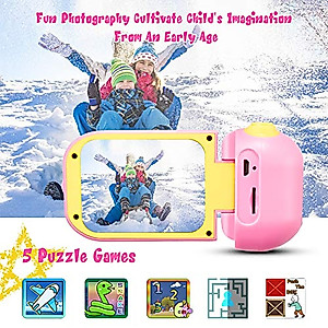 Loyang Kids Video Camera Digital Camcorder - Christmas Birthday Gifts for Children 3 4 5 6 7 8 9 10 Years Old, Kids Mini Sport DV for Girls and Boys Toy with 32GB SD Card & 2.4" Screen-Pink