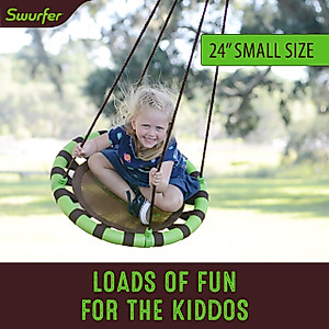 Swurfer Orbit - Cool-Feel Mesh Padded Round Saucer Tree Swing, Weather Resistant Quick Drying Fabric, Tool Free Assembly, Holds 500lbs (24 Inch)