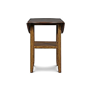 New Classic Furniture Gia 3-Piece Drop Leaf Counter Table Set with 2 Chairs, 42-Inch, Brown