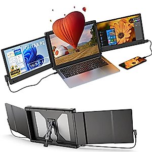 OFIYAA P2 12'' Triple Portable Monitor for Laptop Screen Extender Dual Monitor Extender 1080P FHD IPS USB-A/Type-C/HDMI 4 Speakers,Plug and Play for Windows/Chrome,Compatible with 13"-16" Mac PC …