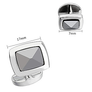 Cufflinks and Studs for Men-Fashion Mens Grey Stone Cufflinks and Tuxedo Shirt Studs Set for Regular Weeding Business Accessories