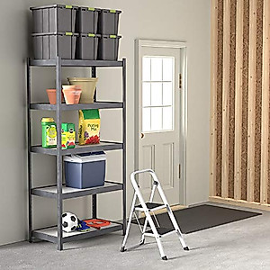 Amazon Basics Step Stool - 2-Step, Steel with Anti-slip Mat, 200-Pound Capacity, White and Black