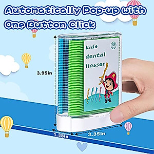 Kids Floss Dispender, Kids Dentle Floss Picks Dispenser 2 Boxes with 176 Count Floss, Fun & Colorful Animal Floss Help You Prevent Tooth Decay and Gum Disease