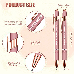 Zonon 12 Pieces Quotes Pen Inspirational Ballpoint Pen with Stylus Tip Motivational Messages Pen Metal Inspirational Pen Set Metal Black Ink Pens Encouraging Stylus Pen (Boss Lady, Rose Gold)