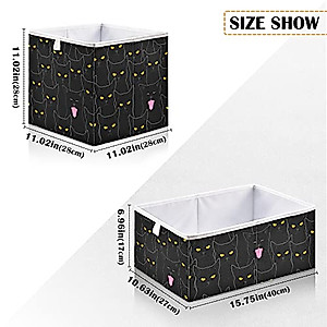 Black Cats Storage Baskets for Shelves Foldable Collapsible Storage Box Bins with Waterproof Fabric Closet Organizers for Pantry Organizing Shelf Nursery Home Closet,11 x 11inch