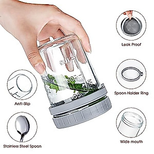 4 Pack Overnight Oats Jars, Overnight Oats Containers with Lids and Spoons, 16 Oz Glass Mason Jars for Overnight Oats Leak Proof Oatmeal Container Great for Cereal, Yogurt, Milk, Salads, Fruit