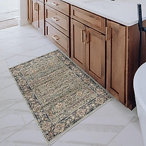 SONGLET Vintage 2x3 Machine Washable Distressed Door Mat Living Room Carpet Throw Rug for Office Dining Room Bathroom