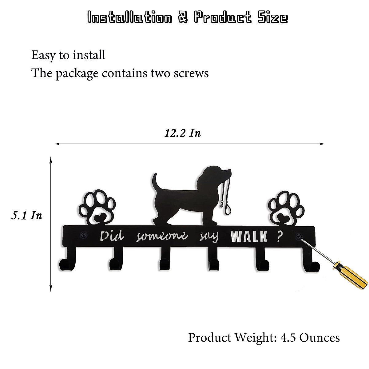 Dog Leash Holder for Wall, Dog Stuff Storage Organizer and Key Holder Wall Mount with Did Someone Say Walk - Dog Leash Dog Stuff Key Organizer Wall for Entryway Farmhouse