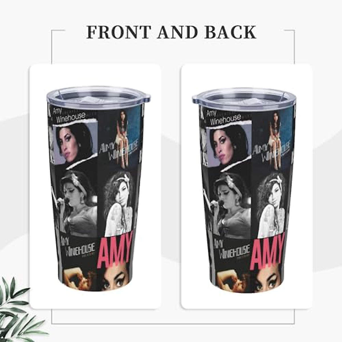 LAZHANG Amy Music Winehouse Stainless Steel Insulated Car Sippy Cup With Lid Travel Mug for Cold Hot 20 oz