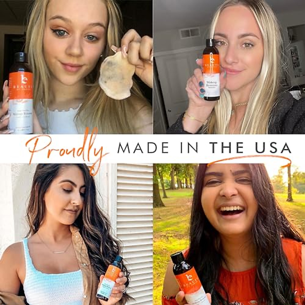 Makeup Remover - USA Made with Natural & Organic Ingredients Face and Eye Make Up Remover, Use with Wipes or Cotton Pads, Gentle Non-Greasy Makeup Remover for Dry, Oily and Sensitive Skin Types
