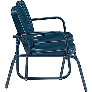 Crosley Furniture CO1032-NV Ridgeland Retro Outdoor Metal Loveseat Glider, Navy Gloss