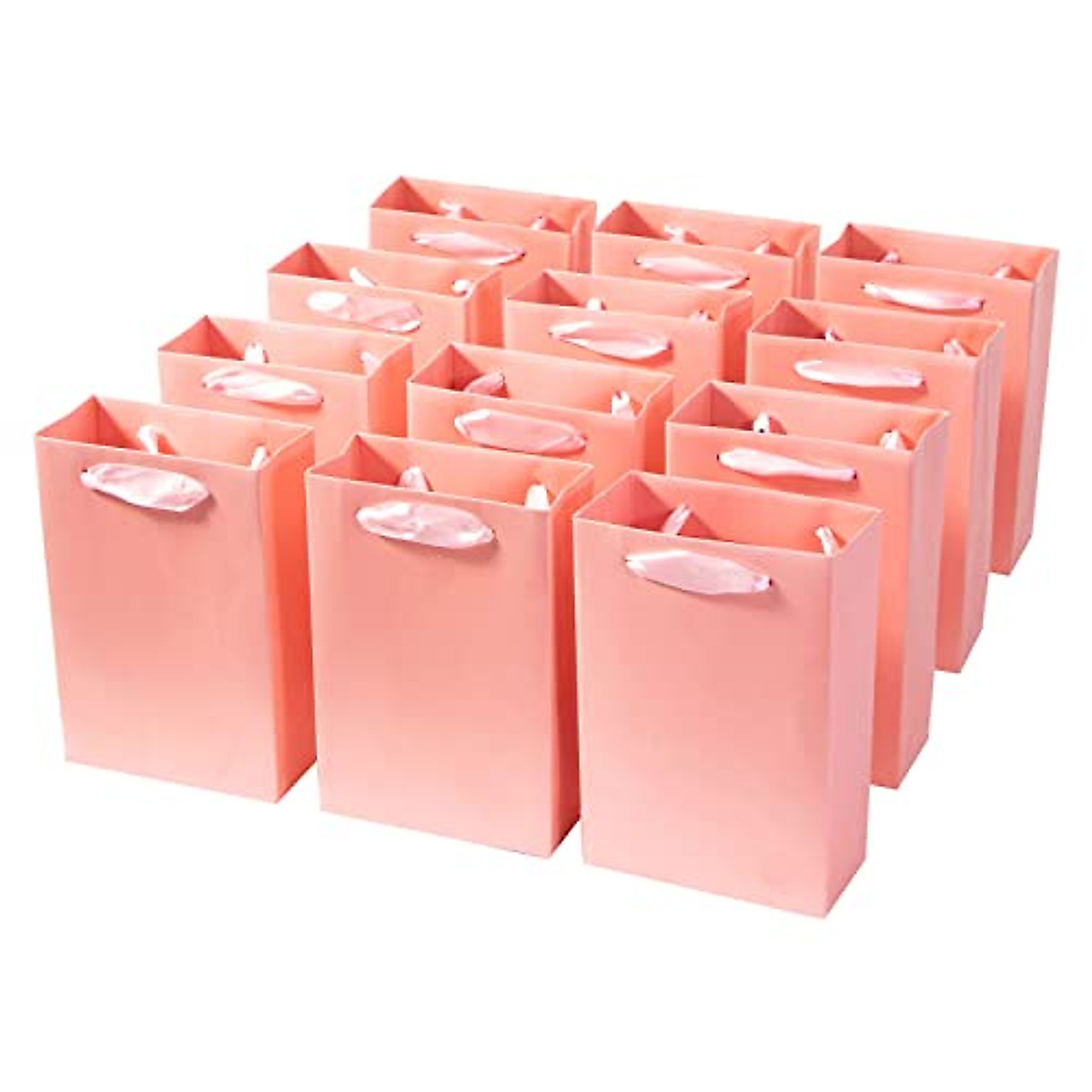 Dasofine Pink Gift Bags 12 Pack 5.03‘’ × 2.36‘’ × 7.40‘’ Small Gift Bags Paper Party Favor Bag with Handle, Retail Bag for Shopping, School, Office