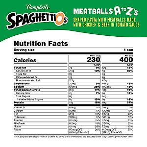 SpaghettiOs A to Z's Canned Pasta with Meatballs, 15.6 oz Can (Pack of 12)