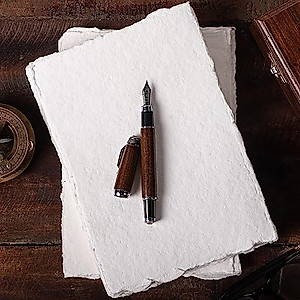 400 GSM - 25 Cotton Watercolor Paper,7 x 5 inch, Art Paper, Handmade Paper,Rough/Sketching Paper, Deckled Edge Paper Made from Virgin Egyptian Cotton,Textured Paper, Khadi Paper