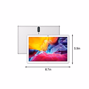 10.1 Inch HD Tablet Computer, 8-core IPS, High-definition Screen, WiFi, Bluetooth, Android Voice Call, Game Tablet, Support SIM Communication Function, Holiday Gift for Family (Silver)