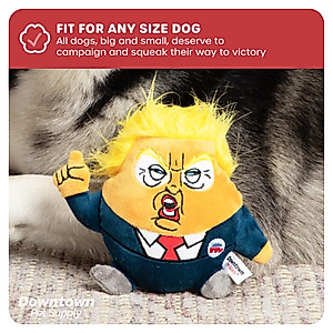 Downtown Pet Supply President Chomp Political Dog Toy - Novelty Political Parody, Dog Chew Toy with Squeaker - Trump Dog Toy Plush Design with Double Stitching