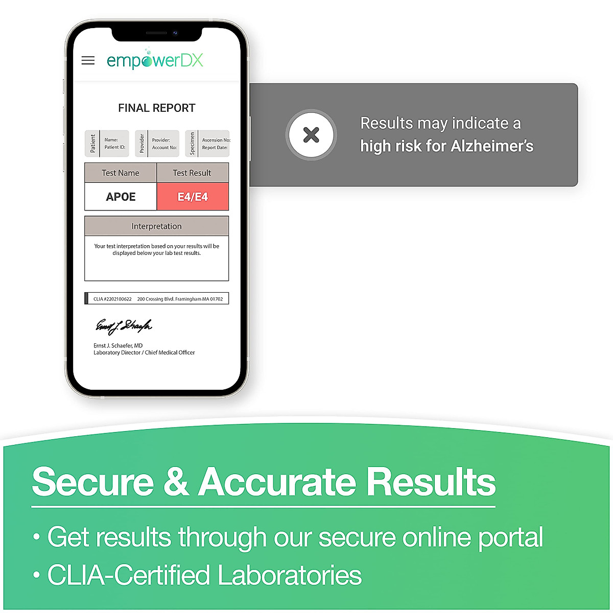 empowerDX APOE Gene Test, Easy at Home Mouth Swab Test for Alzheimer’s Disease and Dementia Risk, Ages 18+